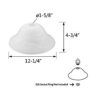 Aspen Creative 23509-11,Alabaster Replacement Glass Shade for Medium Base Socket Torchiere Lamp, Swag Lamp, Pendant and Island Fixture. 12-1/4" Diameter x 4-3/4" High.