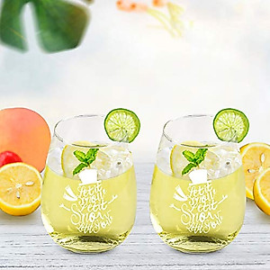 Let It Snow Christmas Wine Glass, Set of 4 Novelty Snowman Stemless Wine Glasses, Funny Christmas Gift for Friends Family Women Men, Party Decoration Christmas New Year Party Daily Use, 15 Oz