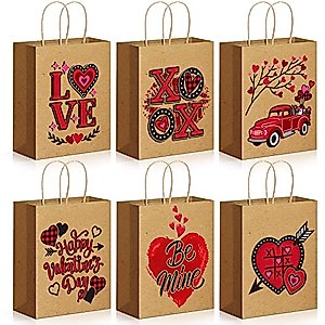 36 Pack Valentine's Day Paper Gift Bags with Handle Valentines Candy Bags, Goodie Bags Valentine's Day Party Favors for Funny Gift Exchange Novelty Gift Giving Gift Wrapping