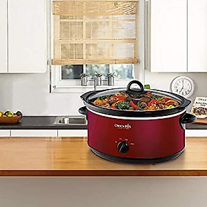 Crock-Pot Large 7 Quart Capacity Versatile Electric Food Slow Cooker Home Cooking Kitchen Appliance with Removable Ceramic Bowl, Red