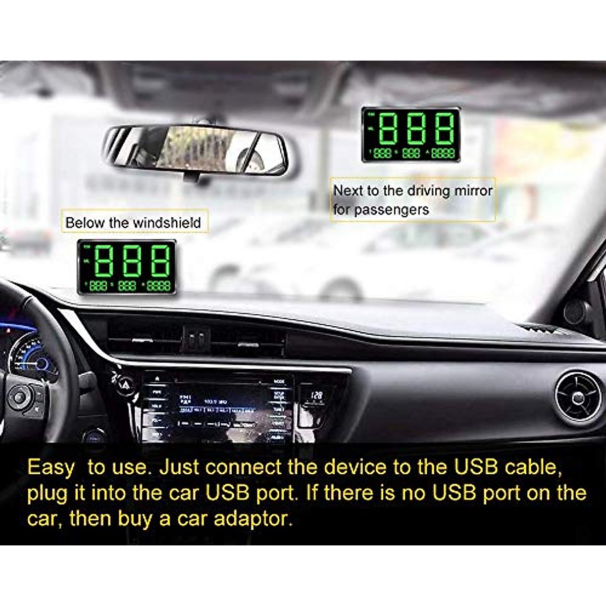 kingneed HUD Original Universal GPS Head Up Display Speedometer Odometer Car Digital Speed Display MPH Over Speed Alarm Car Clock for All Vehicles C60S/C80/C90