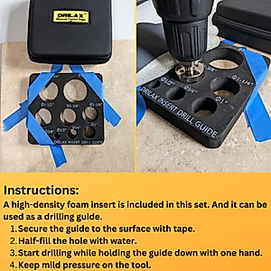 Drilax Diamond Hole Saw Set with Template Guide 0.25 to 2 inches 10 Pieces for Ceramic Porcelain Glass Tiles Quartz Granite Drilling 1/4, 3/8, 1/2 (0.5), 3/4, 1, 1 1/4, 1 3/8, 1 1/2, 1 3/4, 2 inches