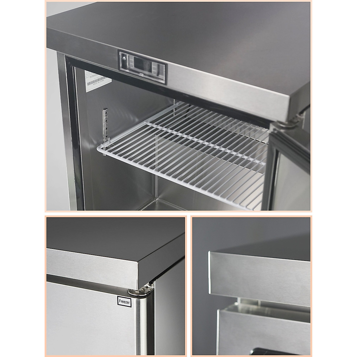 AtosaUSA MGF8405GR 27.50'' 1 Section Undercounter Freezer with 1 Right Hinged Solid Door and Side/Rear Breathing Compressor