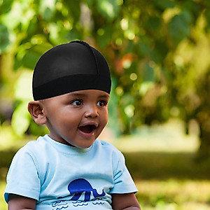 12 Pieces Kids Satin Silky Wave Caps Set Unisex Baby Beanie Cap Elastic Band Skull Caps for Boys Girls Multiple Colors