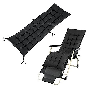 POPOO Bench Cushion Swing Cushion for Lounger Garden Furniture Patio Lounger Indoor/Outdoor, 62x19 inch Soft Cotton Recliner Chair Seat Cushion (Black)