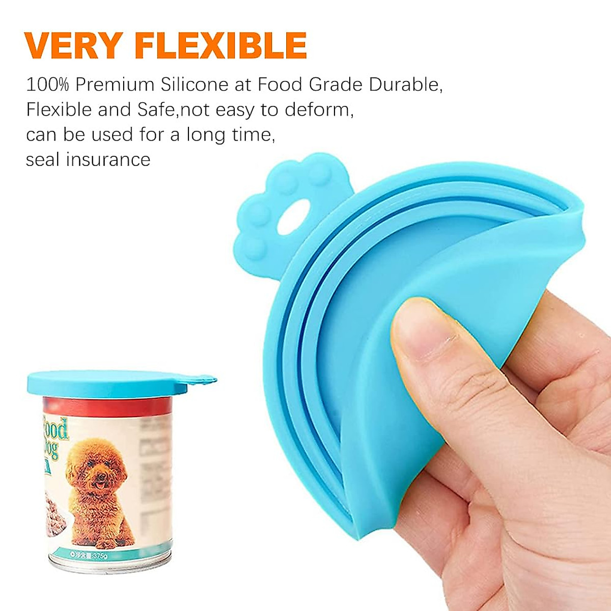 ZukoCert 4-Pack Cat Dog Food Can Lids, Pet Food Can Lids Fit Three Different Size Standards, With Two Spoons, Fits Most Cat And Dog Cans