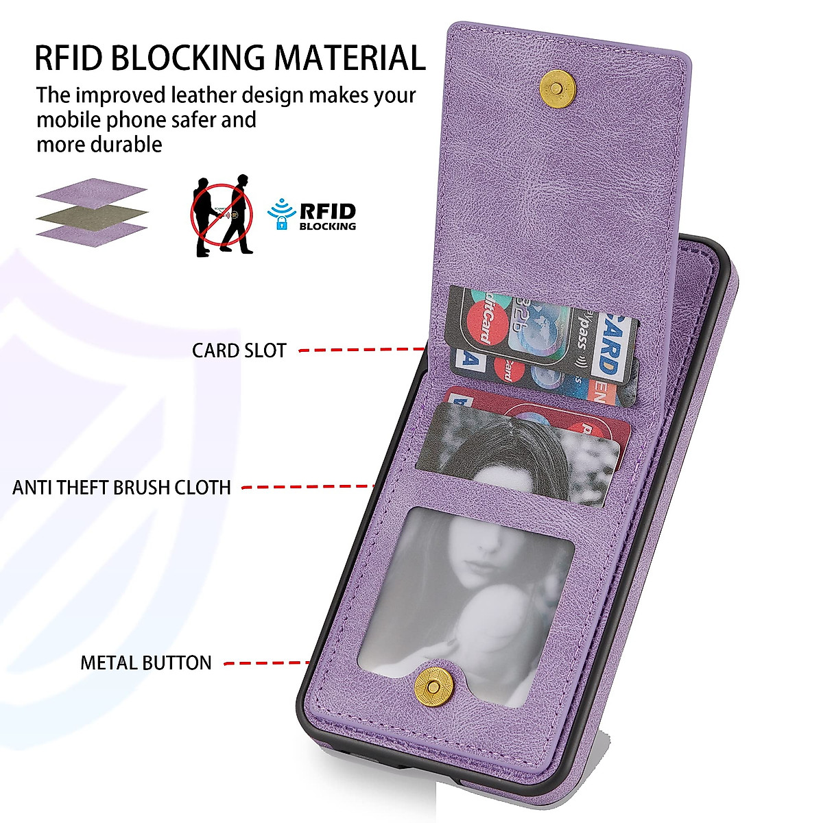 Compatible with Samsung Galaxy S21 Ultra 5G Case with Leather Credit Card Holder Magnetic Clasp Stand Cell Accessories Mobile Flip Purse Phone Cover for S21ultra 21S S 21 21ultra G5 Women Men Purple