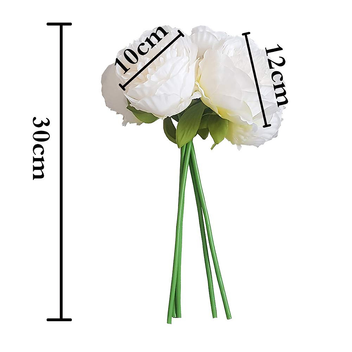 Eternal Blossom Silk Peony Bouquet, 5 Artificial Bouquets Bridal Bouquet Wedding Party Flower Home Garden Decoration (White)