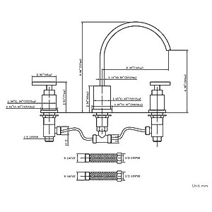 WorbWay Bathroom Faucet Matte Black,2 Lever Handle 8 inch Widespread Bathroom Sink Faucet with Pop-Up Drain (Matte Black)