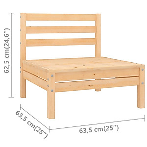 vidaXL Scandinavian Style Patio Middle Sofa Made from Solid Pinewood in Brown Finish, Easy to Assemble, Modular Design for Flexibility in Outdoor Arrangement, Product Weight: 14.66 Pounds