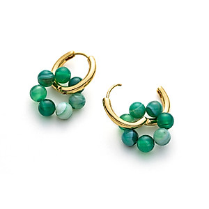 C.Paravano Huggies Earrings for Women | Hoop Earrings for Women | Green Earrings for Women | Statement Earrings Gold | Chunky Gold Hoop Earrings for Women