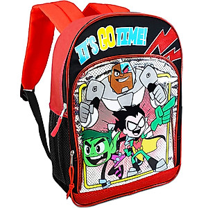 Teen Titans Go Backpack for School Kids ~ Deluxe 16" Teen Titans Backpack (Teen Titans School Supplies)
