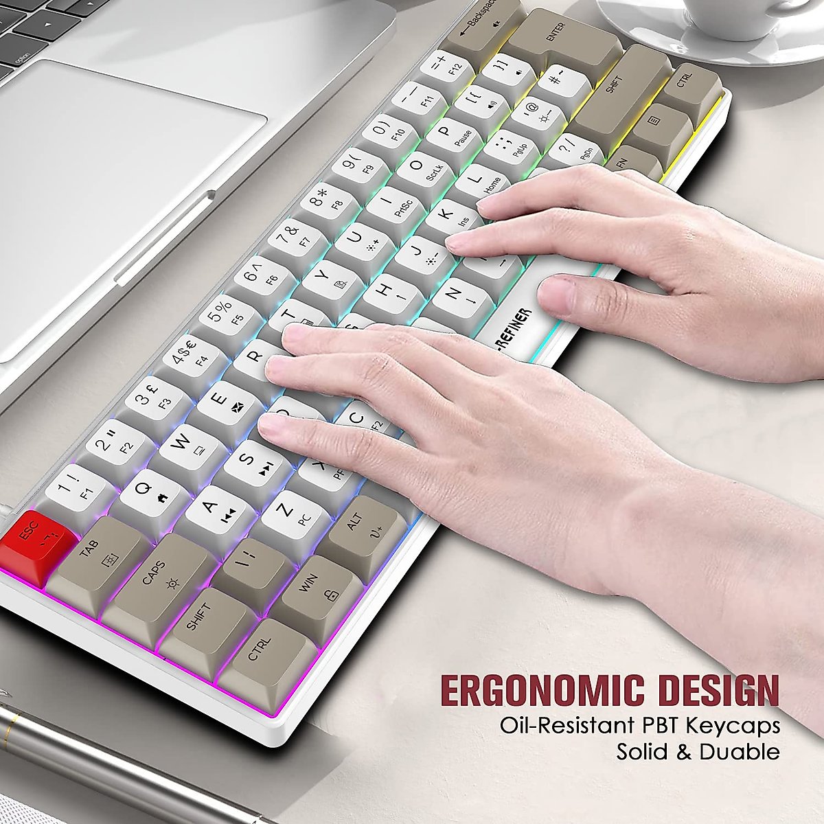 LexonElec 60% Mechanical Gaming Keyboard, Linear Red Switches, RGB Backlit Compact Mechanical Keyboard, PBT Dye-Sub XDA Keycaps, Multimedia Keys, 62-Key Anti-Ghosting Mini Keyboard, for Win/Mac/PC/PS4