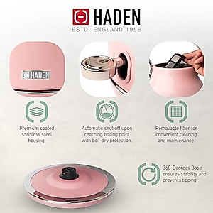 Haden Heritage 1.7 Liter Stainless Steel Electric Water Kettle Bundled with 4 Slice Wide Slot Stainless Steel Toaster, English Rose