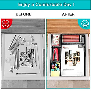 HUANUO Desk Drawer Organizer- 5 Compartments Large Space,16.2 x 12.2 x 2.36 Inches,Multi-use Storage Box Set for Office,Bathroom, Kitchen, Makeup