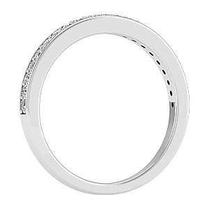 Women's 14K White Gold Round Diamond 1/4 Carat TCW Pave Set Wedding Band Eternity Ring 2.2 mm, 0.25 Ct IGI Certified Natural Diamond, Ring Size 8.75