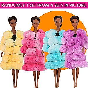 ZTWEDEN Doll Clothes Fur Winter Coat Jacket Set for 30cm Girl Doll, 11.5 inches Fashion Doll Dress Tops Trousers Skirts T-Shirt Hat Outfit for 11.5'' Girl Doll for Birthday