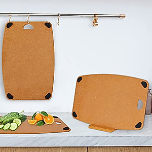 Cutting Boards for Kitchen Set of 3, Wood Cutting Boards with Holder, Non Slip Chopping Boards - Medium & Large Bamboo Cutting Boards, Kitchen Chopping Board for Meat Cheese board