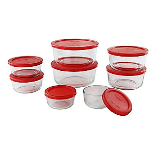Pyrex 16-Pc Glass Food Storage Set - 7, 4, 2 & 1 Cup Round Containers With Lids, BPA-Free, Dishwasher & Microwave Safe