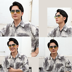 FEISEDY Night Driving Glasses Night Vision Aviator Anti Glare Eyewear for Men Women B2294