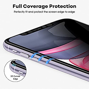 JETech 4 Way 360° Privacy Screen Protector for iPhone 11/iPhone XR 6.1-Inch, Anti-Spy Full Coverage Tempered Glass Film with Easy Installation Tool, 2-Pack