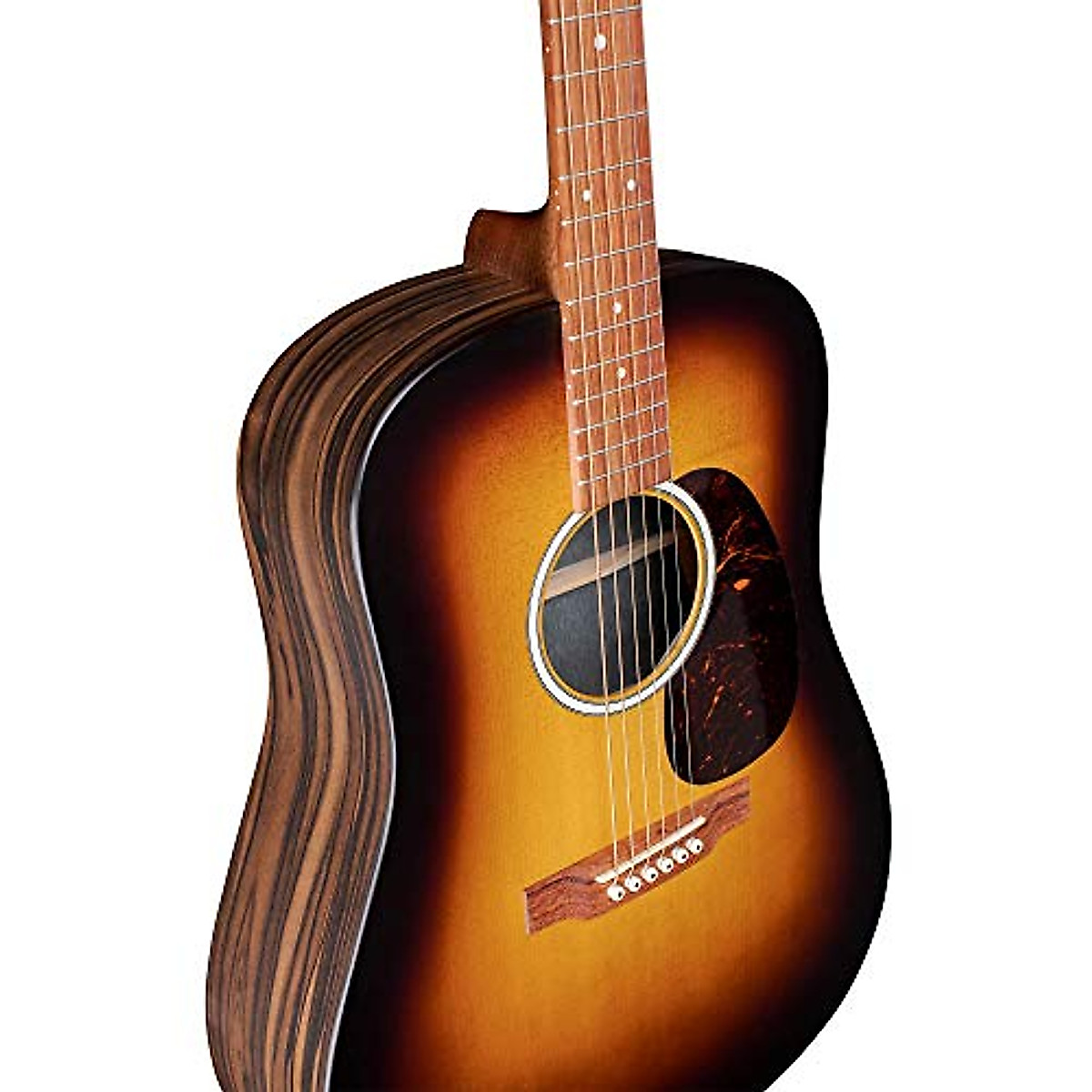 Martin Guitar X Series D-X2E Acoustic-Electric Guitar with Gig Bag, Sitka Spruce and KOA Pattern High-Pressure Laminate, D-14 Fret, Performing Artist Neck Shape Sunburst