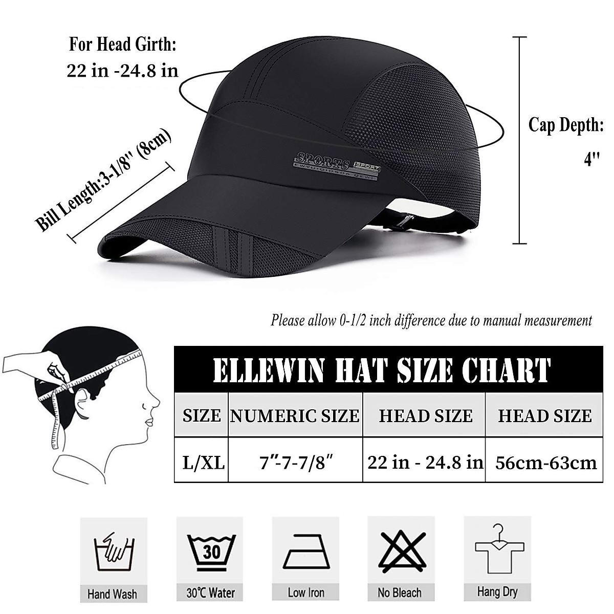 Baseball Cap Quick Dry Mesh Back Cooling Sun Hats Sports Caps for Golf Cycling Running Fishing