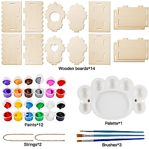 GARDWENS DIY Bird House Kit for Kids, 2 Pack Big Wooden Birdhouse Kits Build and Paint Creative Arts Crafts Hanging Kit Suitable for Girls Boys Age 3-12 Activities Decoration