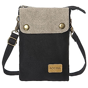 AOCINA Small Crossbody Bags for Women Cell Phone Purse Thread Wallet Crossbody Bag for Teen Girls(A-Black)