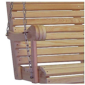 Ecommersify Inc 5 Ft Feet Roll Back Scandinavian Style Grandpa Porch Swing from High end Hand Selected Rot-Resistant Cypress Wood with Stainless Steel Hardware - Chains Included