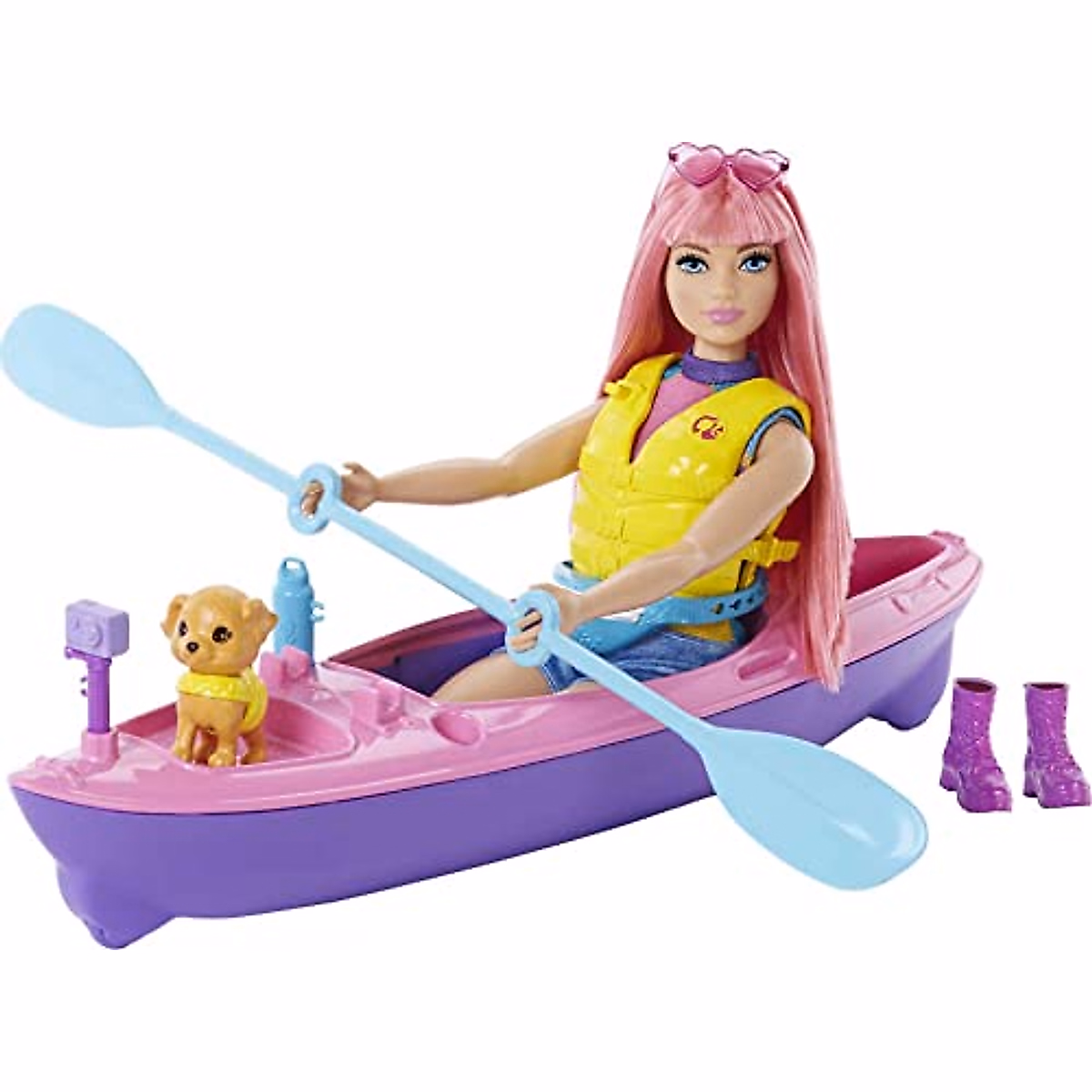Barbie It Takes Two Doll & Accessories, Playset with Kayak, Puppy & Accessories, Daisy Doll with Curvy Body & Pink Hair