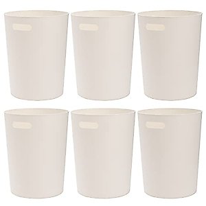 Lyellfe 6 Pack Small Trash Can, 1.5 Gallon Round Plastic Wastebasket with Handles, White Garbage Container Recycling Bins for Compact Space Bathroom, Office, Bedroom, Kitchen