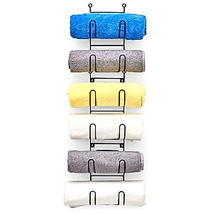 EZOWare 6 Wine Bottle Wall Mounted Metal Holder Rack, Detachable Multipurpose 6 Level Towel Storage Organizer Shelf
