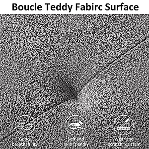 Eafurn 120" Teddy Fleece Curved Chaise Lounge,Free Combination Modular Sectional Set,3 Seater Button Tufted Comfy Sofa & Couches for Living Room Bedroom Apartment with 3 Pillows, Gray