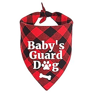 YHTWIN Funny Cute Red Plaid Cotton Triangle Pet Dog Bandanas, Baby's Guard Security Dog Scarf Accessories Props Decorations, Dog Birthday Party Photograph Props for Pet Lovers Owner Gift