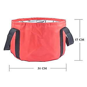 HOOYEE Multifunctional Portable Wash Basin Folding Bucket (Red)