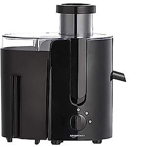 Amazon Basics Wide-Mouth, 2-Speed Centrifugal Juicer with Juice Jug and Pulp Container, Black