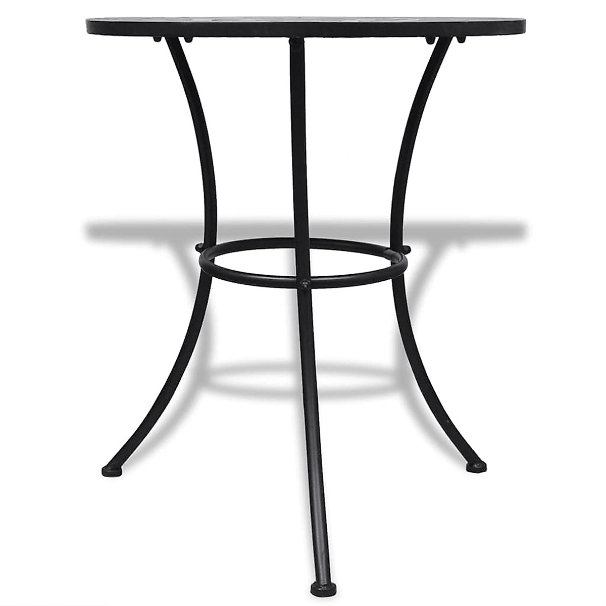 ShopHome Round Side Table | Mosaic Indoor Outdoor Black Iron Accent Small Patio Printed Glass for Garden, Yard or Lawn| Plant Stand |Terracotta, 23.6 x 27.6 inch