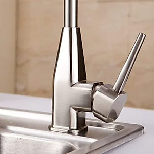 Kitchen Sink Faucet for Bar Farmhouse Commercial, Brushed Nickel Stainless Steel Kitchen Faucets, 360 Rotate Kitchen Mixer Faucet, Cold Hot Water Sink Mixer Taps (Color : Silver, Size : with Hose si