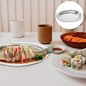 Luxshiny stainless steel fish steamer grill pans metal dinner plates fish steam plate stainless steel towel tray fruit tray camping plates Practical Pastry Plate steak child jewelry