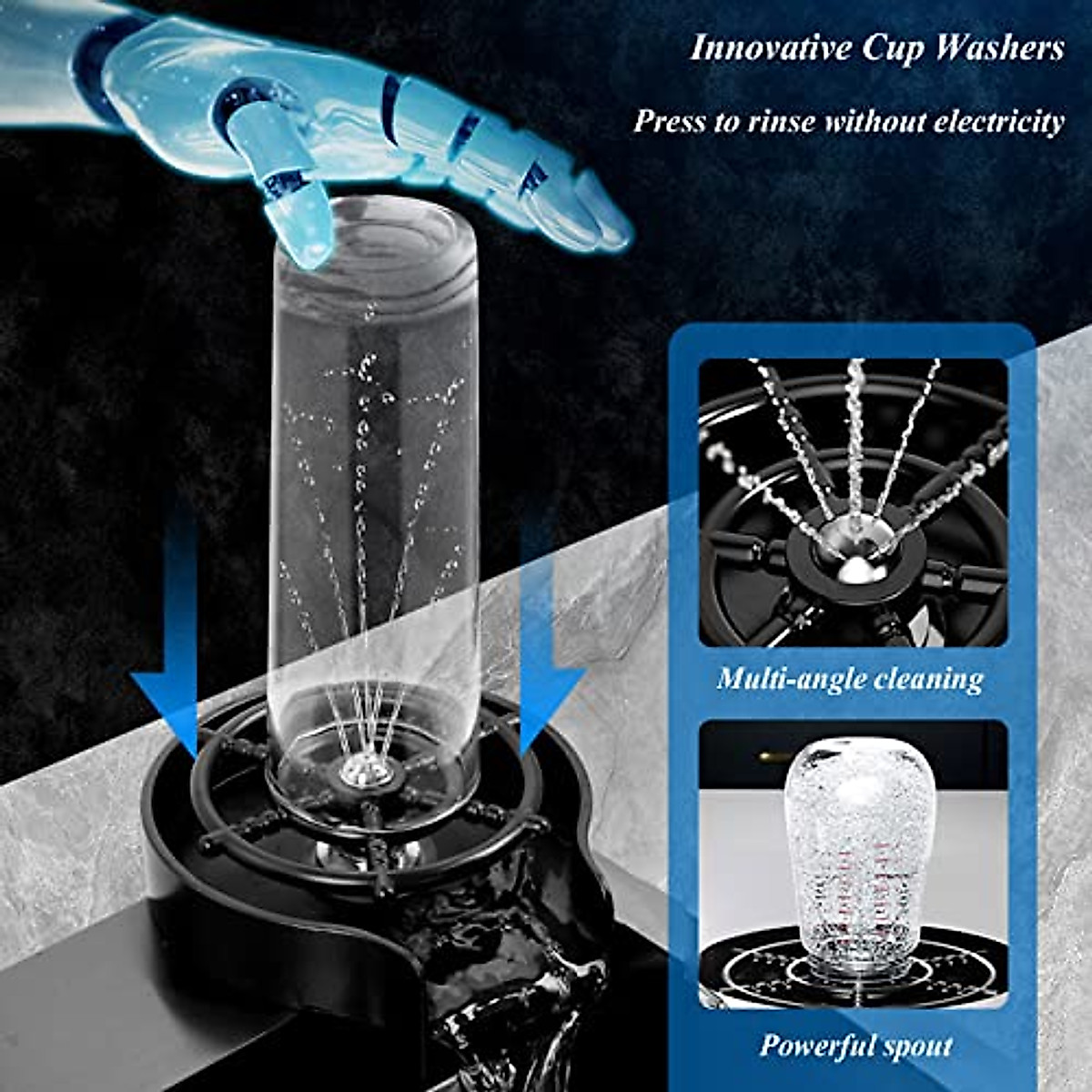 IXOAKQ Undermount Kitchen Sink Waterfall Matte Black Topmount Single Bowl 304 Stainless Steel Basin Kitchen Bath Fixtures with Integrated Ledge and Accessories, 68x46cm (Black)