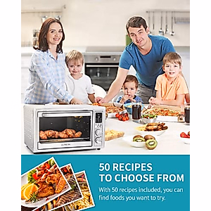 Ultrean Air Fryer Toaster Oven Combo, 32 Quart Convection Oven Countertop with Rotisserie, Toaster, Dehydrator, Bake, 7 Accessories & 50 Recipes, Silv