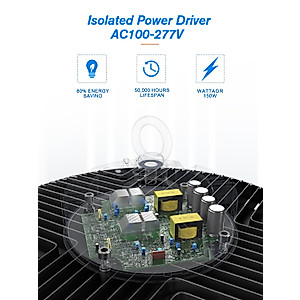 ELEKICO UFO Led High Bay Light 150W 5000K Shop Lights 21000Lm Daylight with Plug, UFO High Bay Lights for Garage Warehouse Workshop Factory Barn Logistics Center 6 Pack