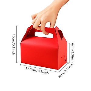 30 Pcs Gable Treat Boxes, Small Goodie Boxes Red Party Favor Boxes Cardboard Kraft Paper Gift Box Dessert Candy Cookie Boxes for Birthday Baby Shower Mothers Day Party Favors, 4.5 x 3.1 x 5.1" (Red)