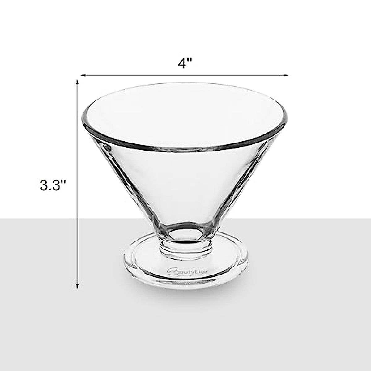 Beautyflier Small Glass Dessert Cups Trifle Bowl Set Of 2, Clear 6oz Dessert Bowls Elegant Ice Cream Bowls Set Trifle Bowl Glass for Sundae, Fruit, Salad, Snack, Cocktail, Pudding (6OZ, 2PACK)