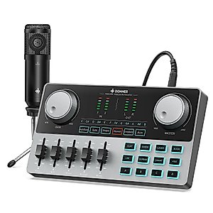 Donner Podcast Equipment Bundle, Podcast Kit Music Production Equipment with Audio Interface/Soundboard, All-in-One Podcast Kit with Condenser Microphone for PC/Phone/Pad for Streaming/Recording