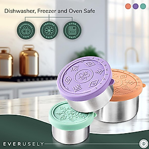 Everusely Stainless Steel Containers with Lids, Stainless Steel Food Containers with Lids, Stainless Steel Snack Containers for Kids, Stainless Steel Lunch Container, Metal Food Storage Containers