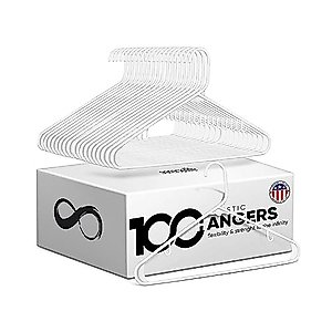 SereneLife White Standard Plastic Hangers - Space Saving Durable Tubular Heavy Duty Clothes Hanger Set Ideal for Laundry/Daily Use, Can Hold Up to 5.5 Lbs. for Coats, Jackets, Pants & Dress (50-Pack)