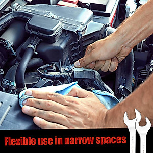 RIMKOLO Super-Thin Open End Wrench Set, 16-Piece SAE & Metric 3/8" to 1-1/4" and 5.5mm to 27mm Chrome Vanadium Steel Wrench Set with Rolling Pouch