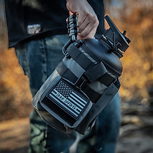 Iron Infidel Battle Bottle Straw Lid & Cleaner Brush Kit - 64 Oz and 32 Oz Water Bottle Lid Replacement with Straw, Wide Mouth Lid, and Long Handle Water Bottle Cleaning Scrub Brush Tool (Black/Grey)